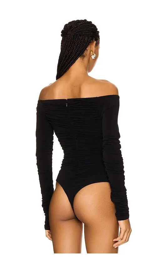 LOVERS AND FRIENDS Ari Bodysuit Off The Shoulder Ruched Jersey
