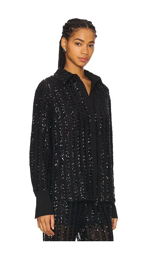 SANS FAFF Striped Sequin Long Sleeve Blouse