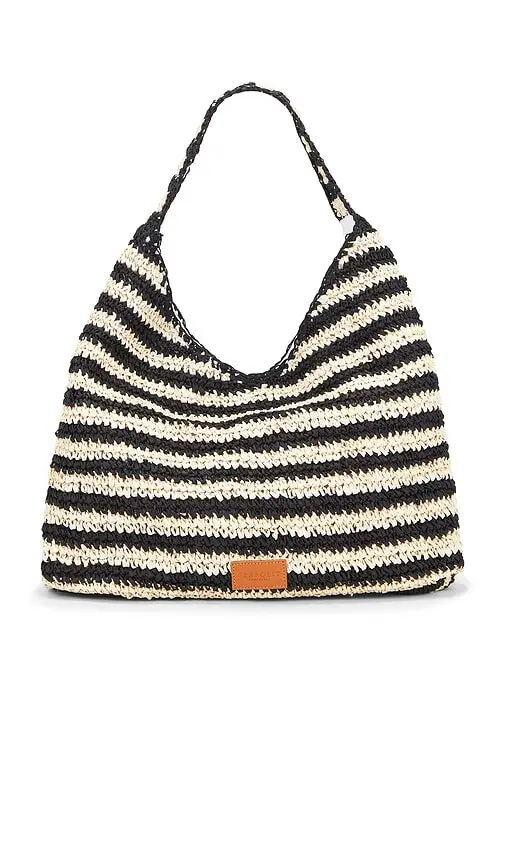 Seafolly Raffia Stripe Tote - Natural & Black