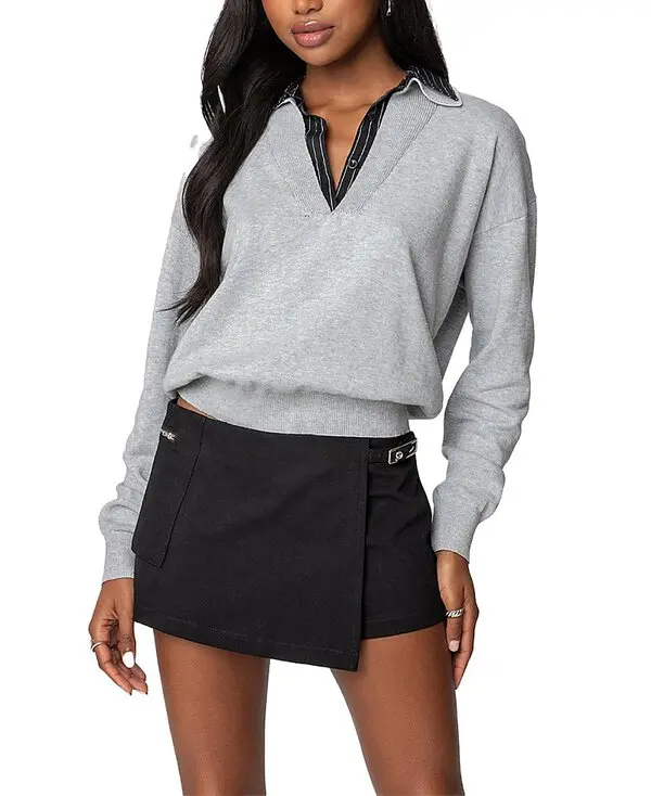 EDIKTED Rue Double Collared Sweater