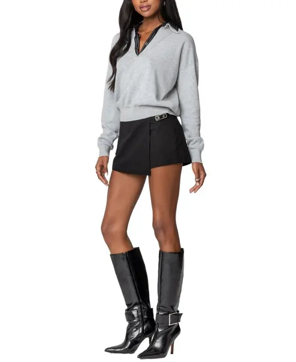 EDIKTED Rue Double Collared Sweater