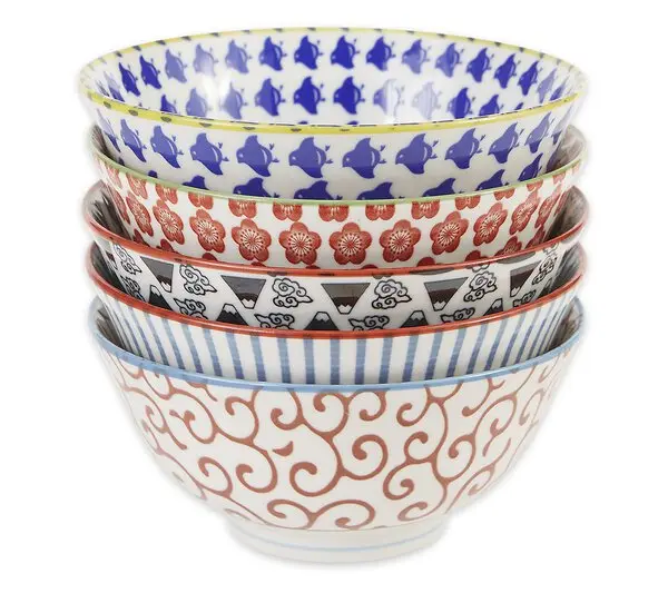 RSVP Set Of 5 Japanese Porcelain Bowls Modern 16 Oz - One-color