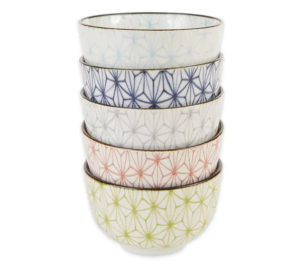 RSVP Set Of 5 Japanese Porcelain Bowls Geometri C 5 Oz - One-color