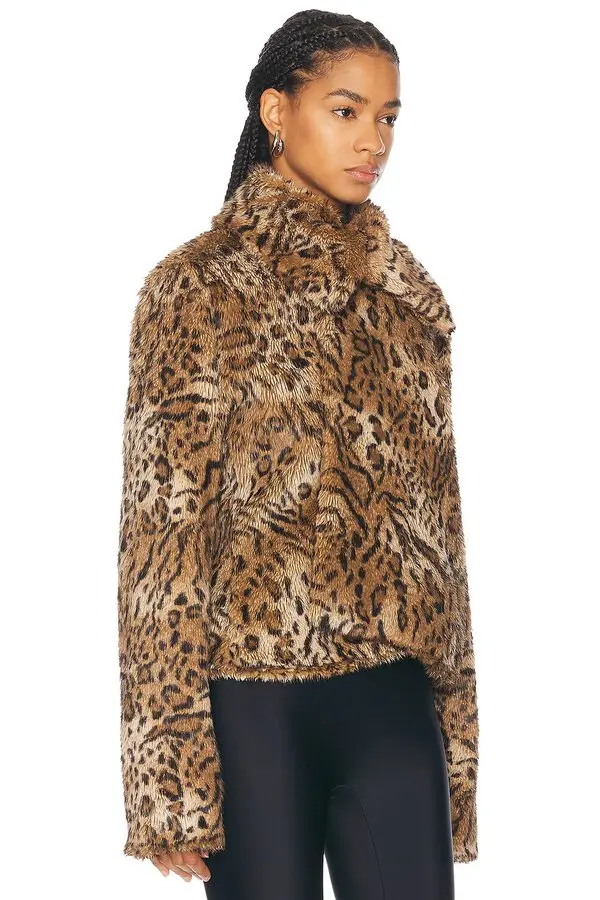 Balenciaga Leopard Shrunk Faux Fur Jacket