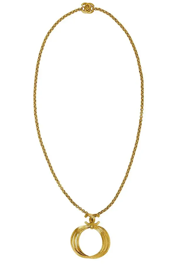 Chanel 1996 Cc Turnlock Swing Necklace - Gold
