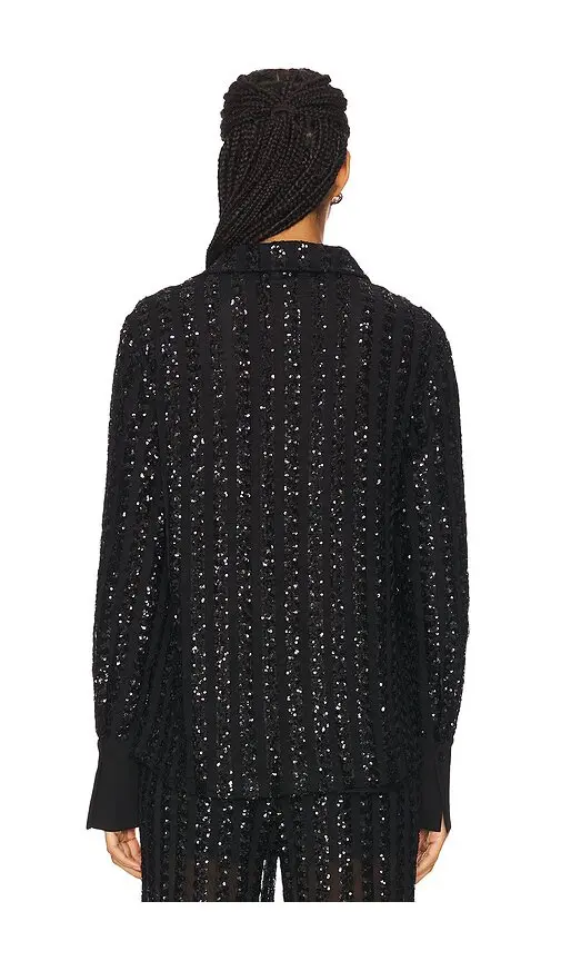 SANS FAFF Striped Sequin Long Sleeve Blouse