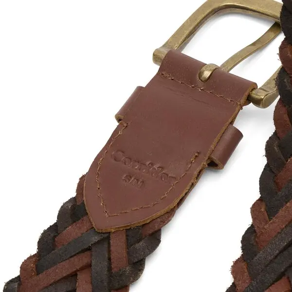 CORRIDOR Braided Leather Belt With Antique Brass Buckle