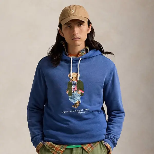 Ralph Lauren Polo Bear Garment-dyed Fleece Hoodie - Iris Blue