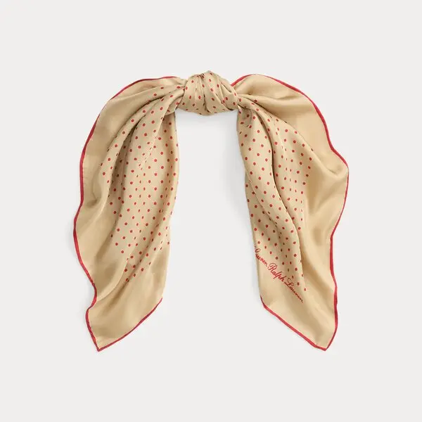 Ralph Lauren Polka-dot Silk Twill Square Scarf - Birch Tan