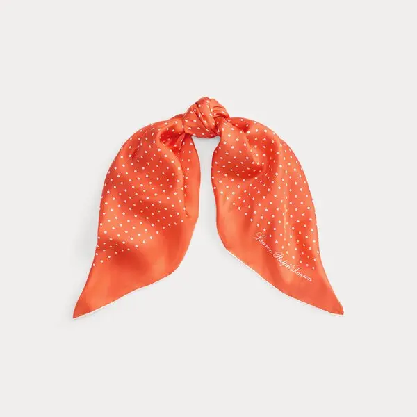 Ralph Lauren Polka-dot Silk Twill Square Scarf - Dusk Orange