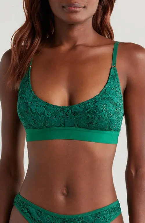 KILO BRAVA Lace Scoop Neck Bralette - Emerald