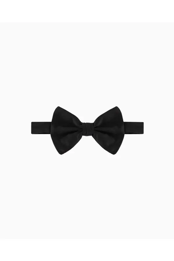 Giorgio Armani Pure Silk Knotted Bow Tie - Black