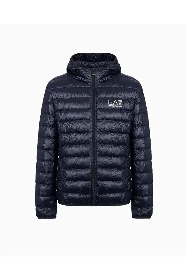 Emporio Armani Ea7 Packable Hooded Puffer Jacket - Blue