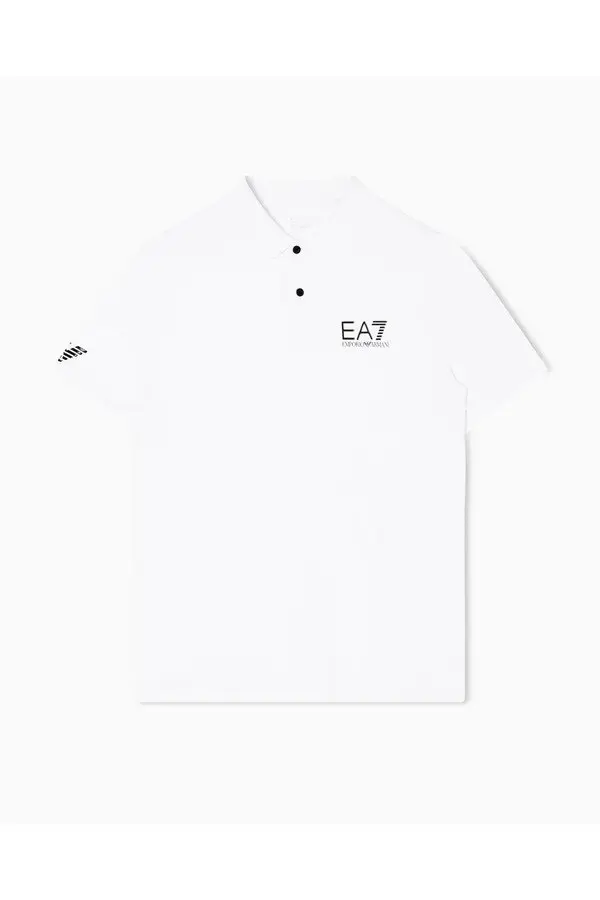 Emporio Armani Tennis Pro Polo Shirt In Ventus7 Technical Fabric - White