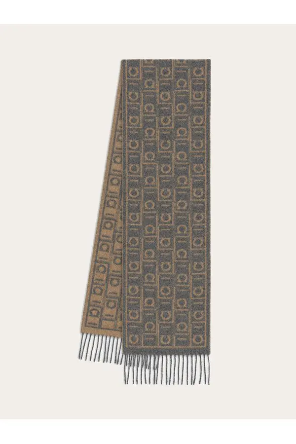 FERRAGAMO Monogram Scarf - Gray
