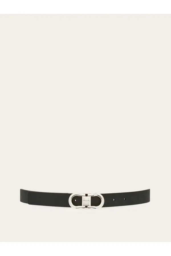 FERRAGAMO Adjustable And Reversible Gancini Belt - Black