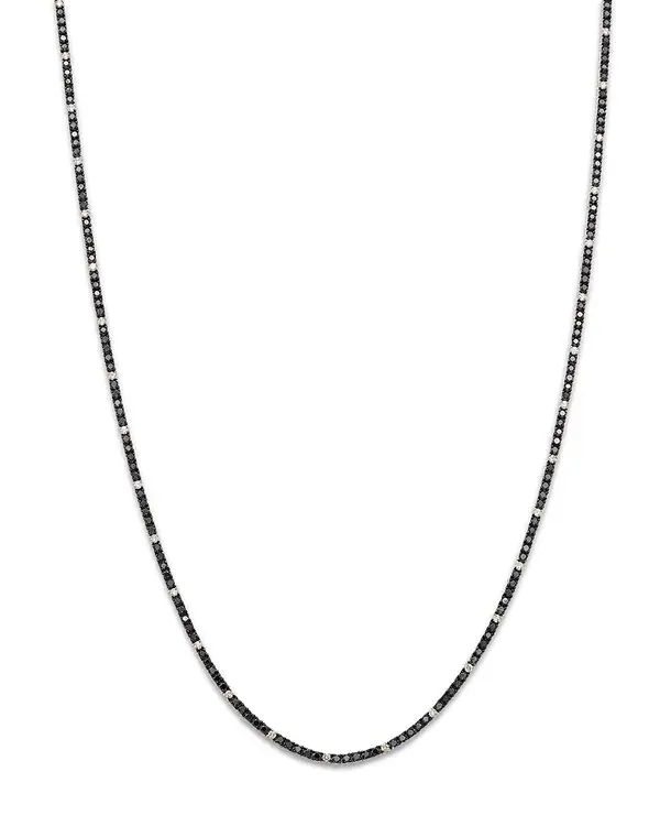 Bloomingdale'S 14k White Gold Diamond Tennis Necklace 3.6 Tcw - Black/white