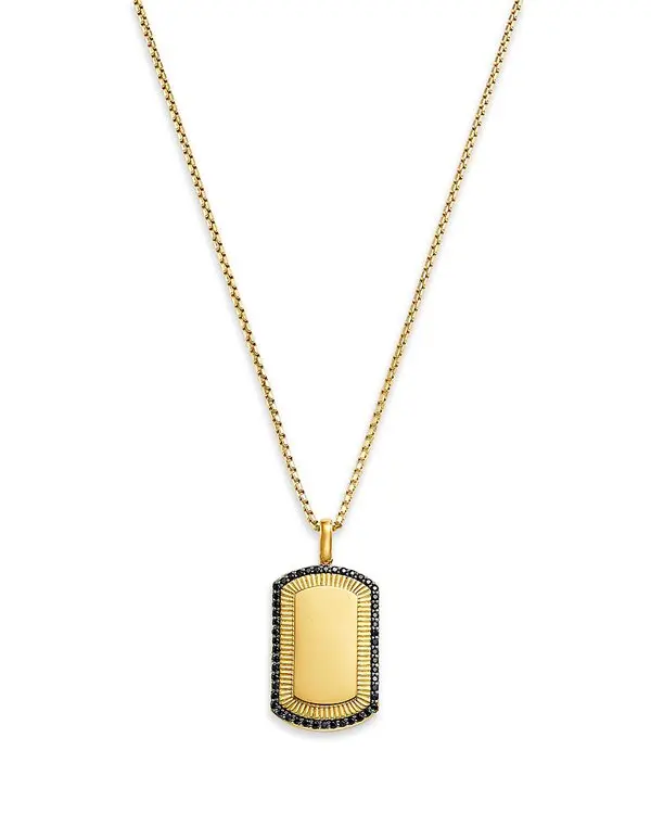 Bloomingdale'S Black Diamond Dogtag Pendant Necklace In 14k Yellow Gold - Black/gold