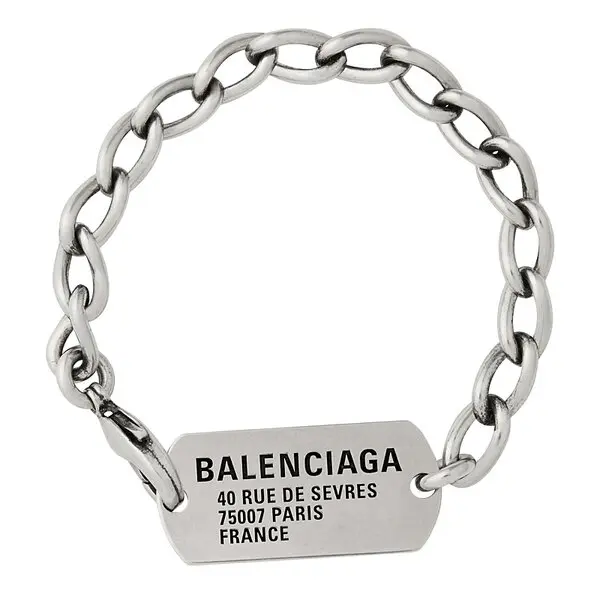 Balenciaga Tags Bracelet - Antique Silver