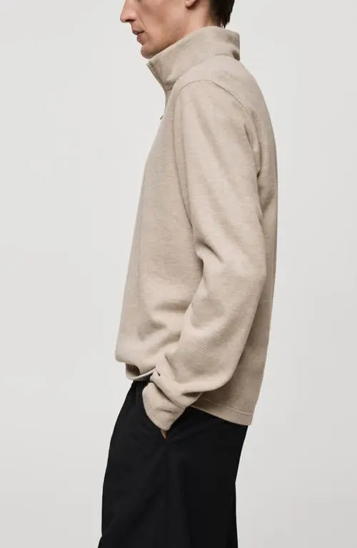 Mango Knit Cotton Blend Sweatshirt - Sand