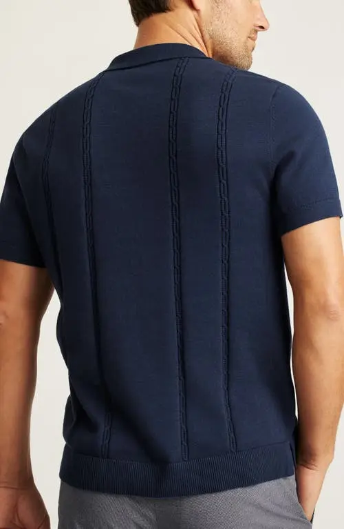 Bonobos Placed Cable Johnny Collar Polo - Navy
