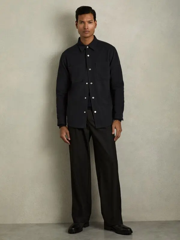REISS Fitzroy Brushed Corduroy Press-stud Overshirt