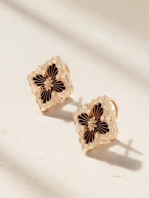 Buccellati Opera Tulle 18-karat Gold Onyx Earrings
