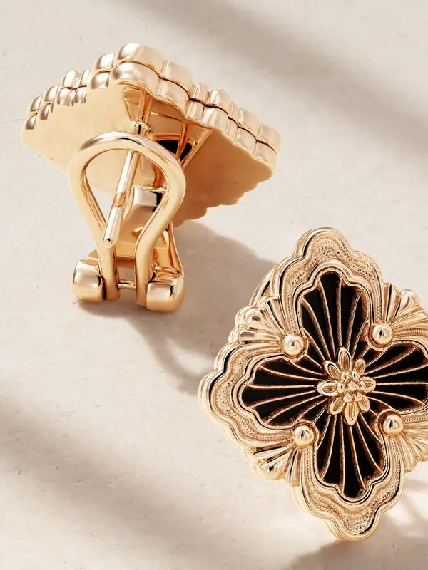 Buccellati Opera Tulle 18-karat Gold Onyx Earrings