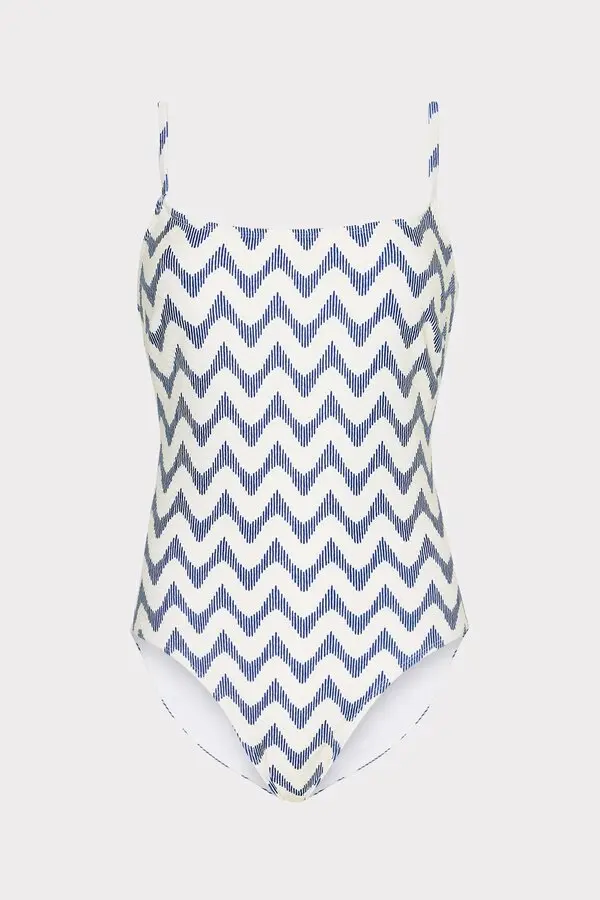 MILLY CABANA Grace Barcelona One-piece Swimsuit - White/blue