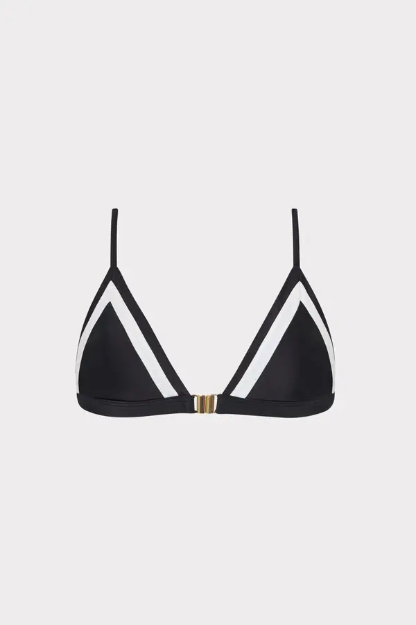 MILLY CABANA Positano Color Block Bikini Top - Black