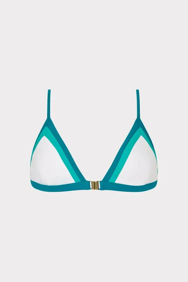 MILLY CABANA Positano Color Block Bikini Top - Sea Green