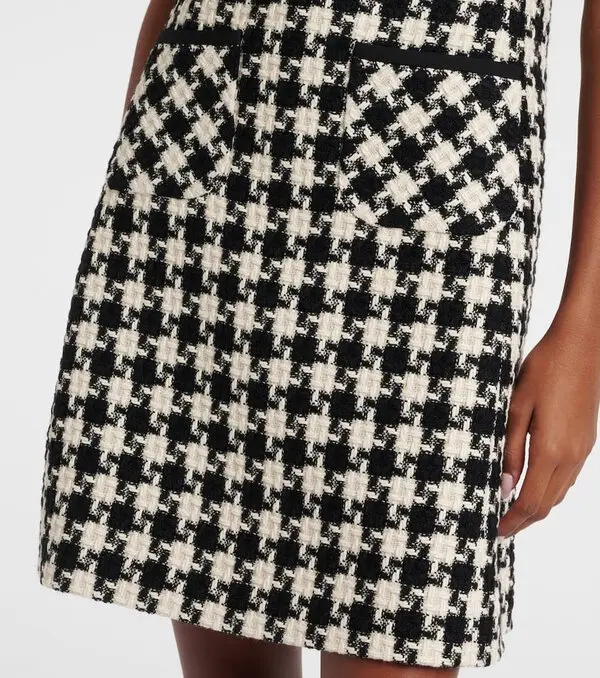 Valentino Garavani Bow-detail Houndstooth Tweed Minidress