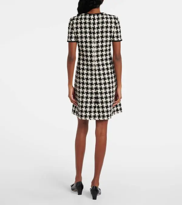 Valentino Garavani Bow-detail Houndstooth Tweed Minidress