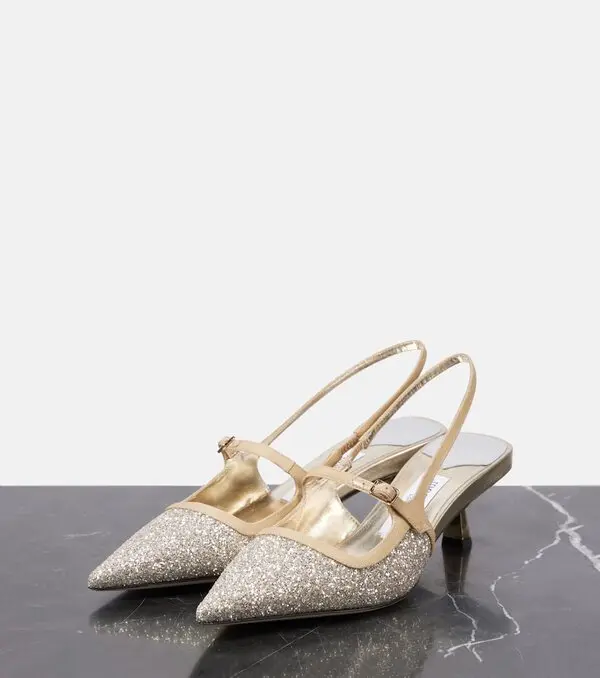 JIMMY CHOO Didi 45 Glitter Slingback Pumps