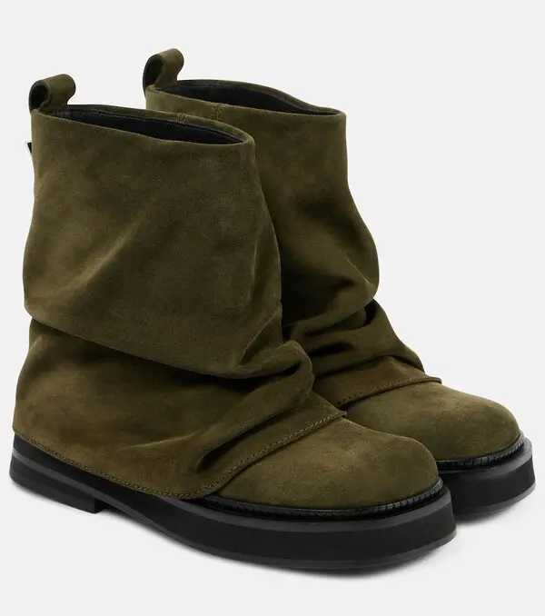 Attico Mini Robin Suede Ankle Boots - Green