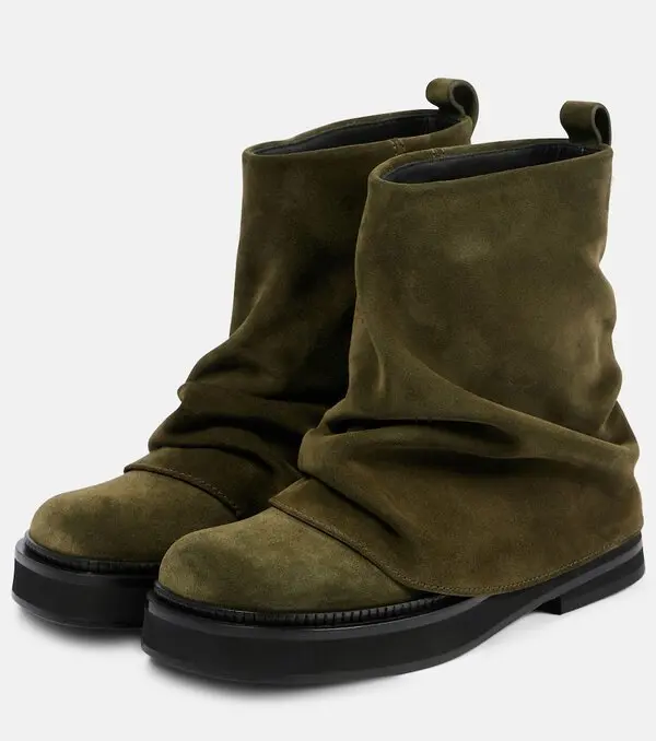 Attico Mini Robin Suede Ankle Boots - Green