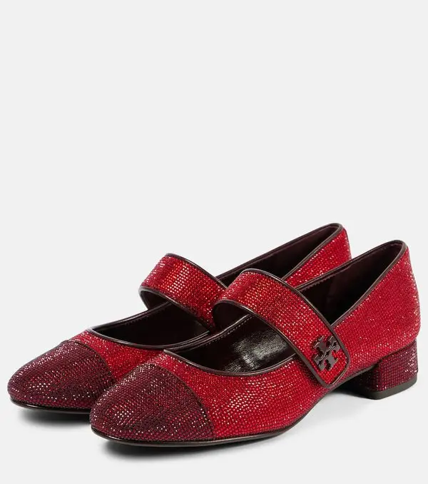 Tory Burch Embellished Leather Mary Jane Pumps