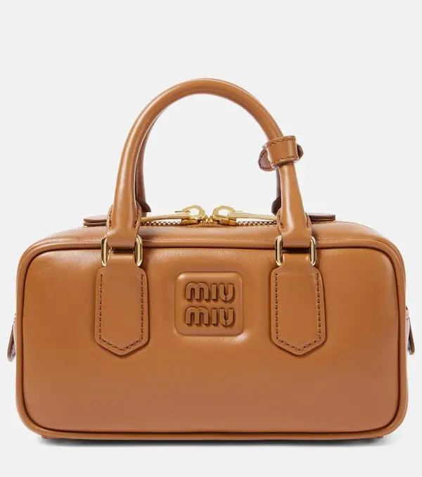 Miu Miu Arcadie Small Leather Tote - Brown
