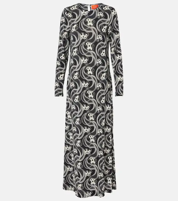 La DoubleJ Swing Printed Midi Dress - Black