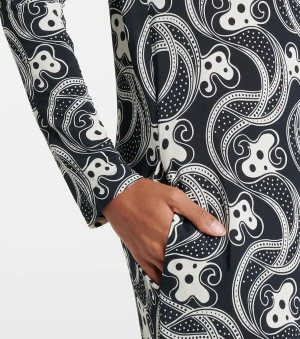 La DoubleJ Swing Printed Midi Dress - Black