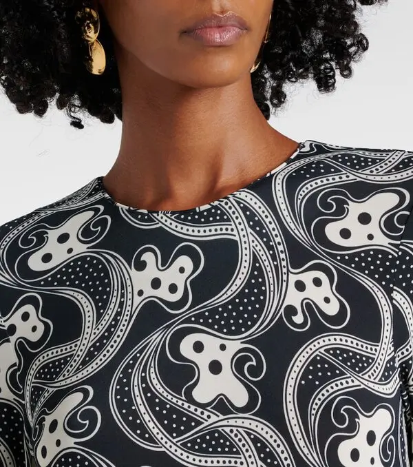 La DoubleJ Swing Printed Midi Dress - Black