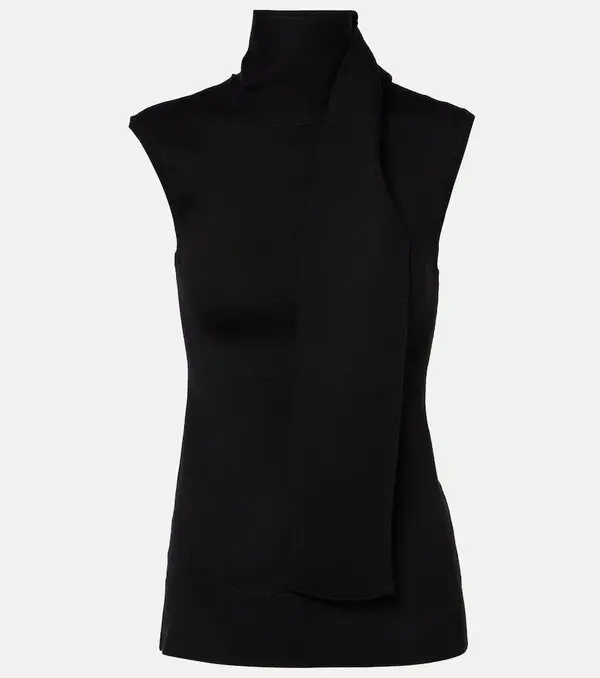 TOTEME Wool-blend Turtleneck Top With Scarf Detail