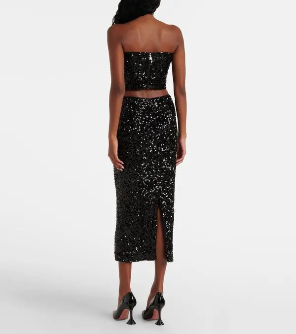 ROTATE BY BIRGER CHRISTENSEN Sequined Midi Skirt