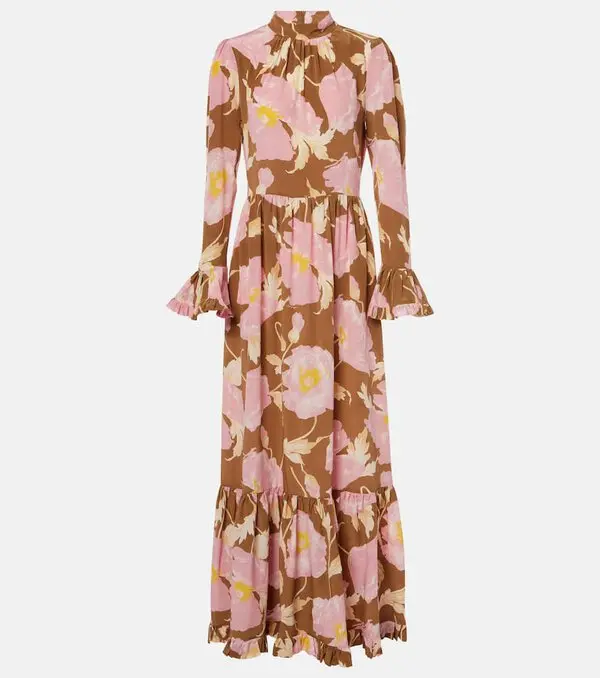 La DoubleJ Visconti Silk Crêpe De Chine Maxi Dress - Multicoloured
