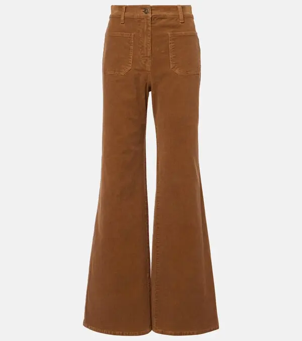 NILI LOTAN Florence High-rise Corduroy Flared Pants - Brown