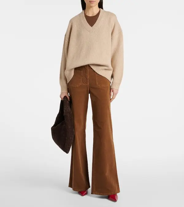 NILI LOTAN Florence High-rise Corduroy Flared Pants - Brown