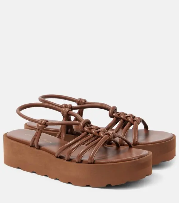 GIANVITO ROSSI Hebe Leather Platform Sandals - Brown