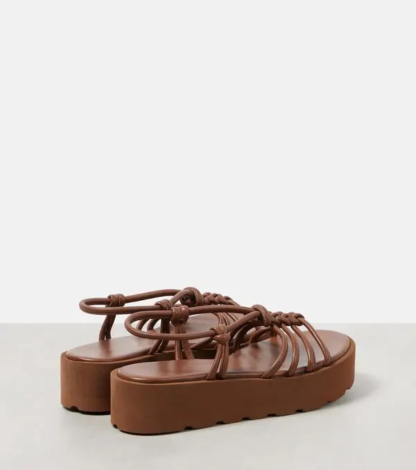GIANVITO ROSSI Hebe Leather Platform Sandals - Brown