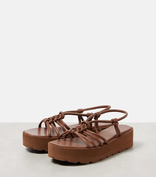 GIANVITO ROSSI Hebe Leather Platform Sandals - Brown