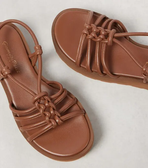 GIANVITO ROSSI Hebe Leather Platform Sandals - Brown